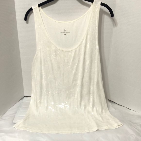 Tops | Womens Xl White Top Total Front Covered With White Sequins No ...
